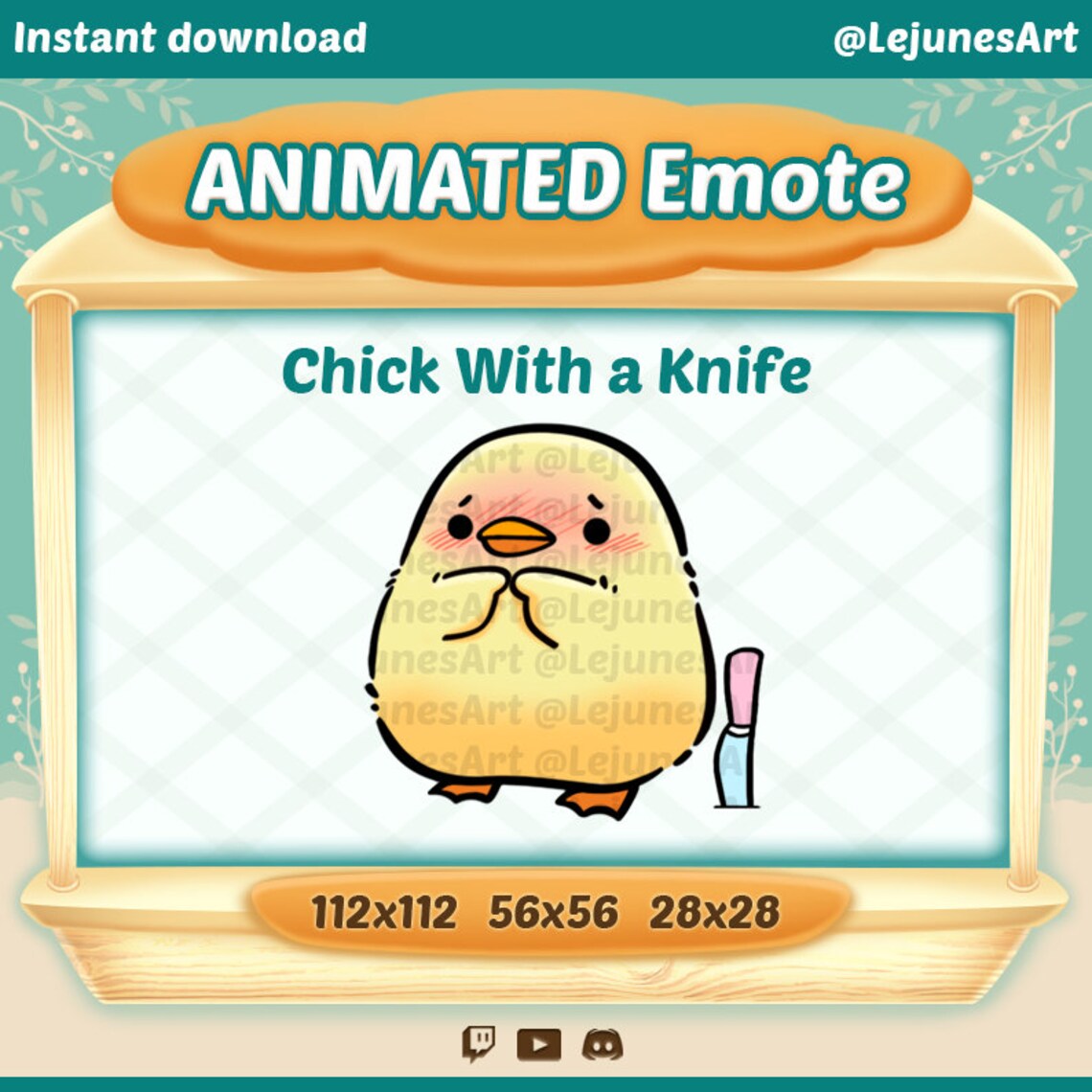 Animated Chick With Knife Emote: Twitch/discord/youtube (digital ...
