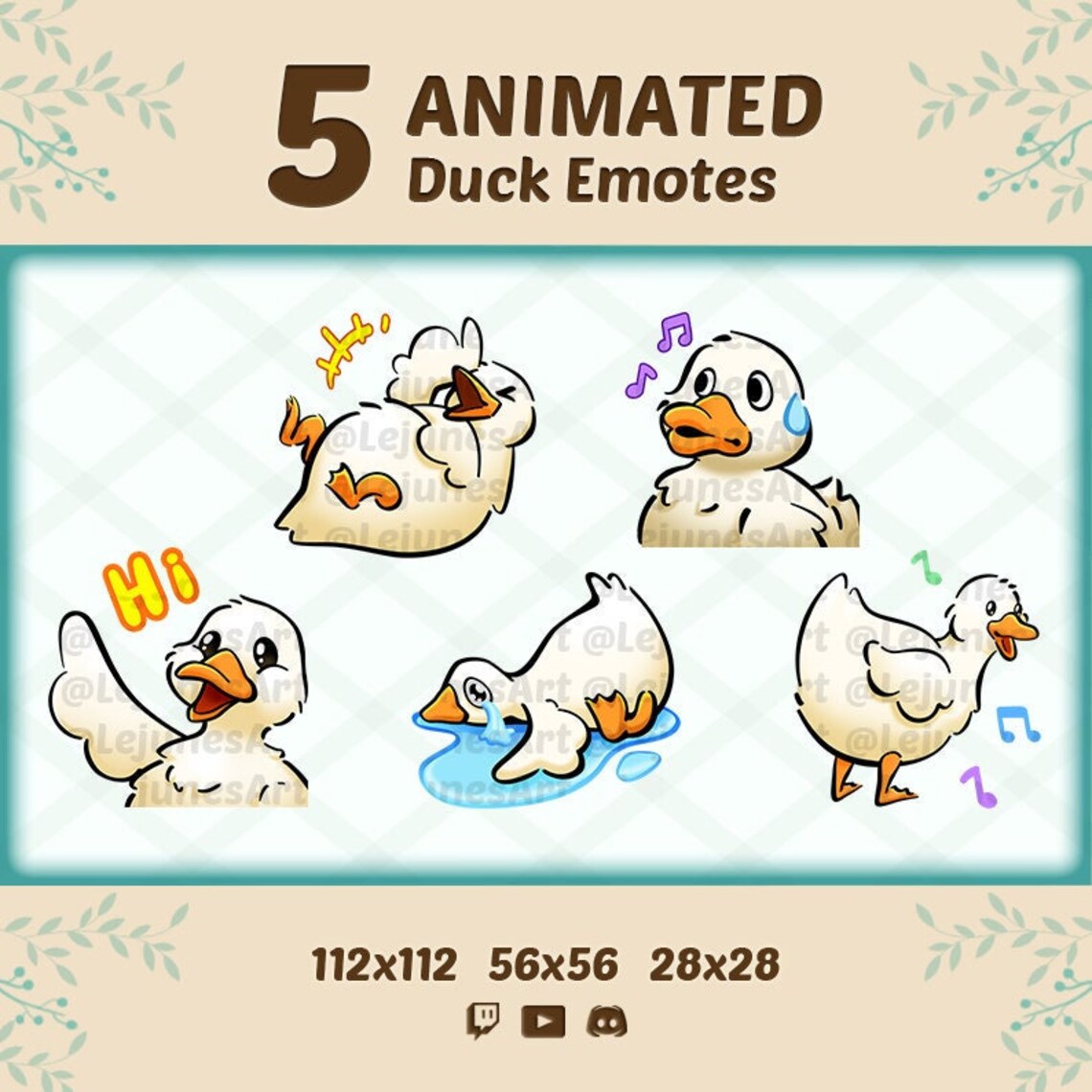 Animated Duck Emote Pack: Twitch, Youtube, Discord (digital Download ...