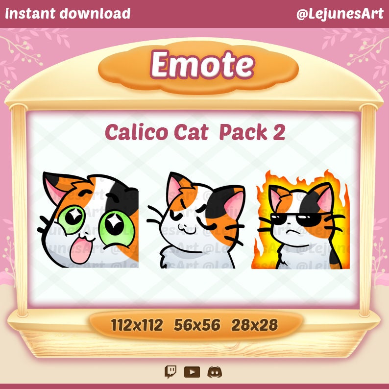 Twitch Emote Cat / Calico Cat / Emoji / Emoticon / Cute Kitty / Kawaii ...
