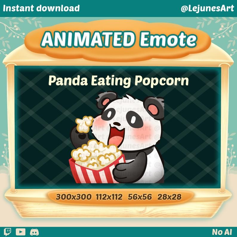 Animated Emote Panda Eating Popcorn: Twitch, Youtube, Discord (download ...