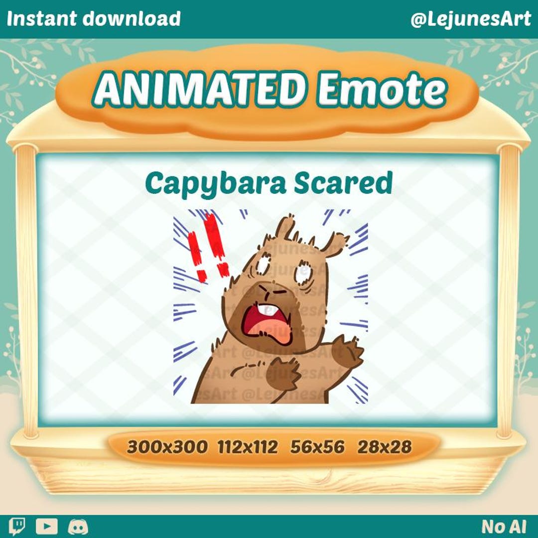 Capybara Scared Animated Emote: Twitch, Youtube, Discord (digital ...