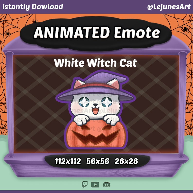 White Cat Animated Emote Animated Witch Cat Emote Halloween Twitch ...
