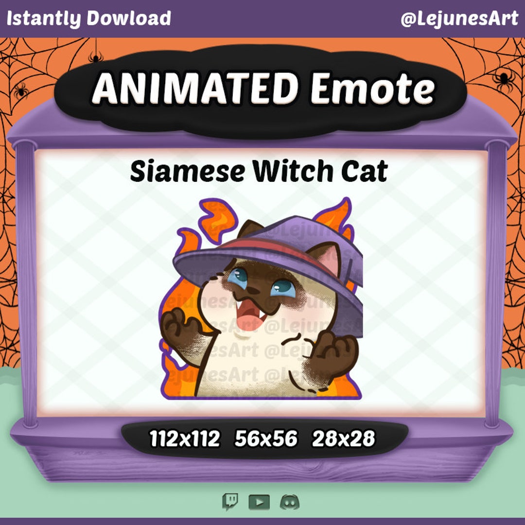 Siamese Cat Animated Emote Animated Witch Cat Emote - Etsy