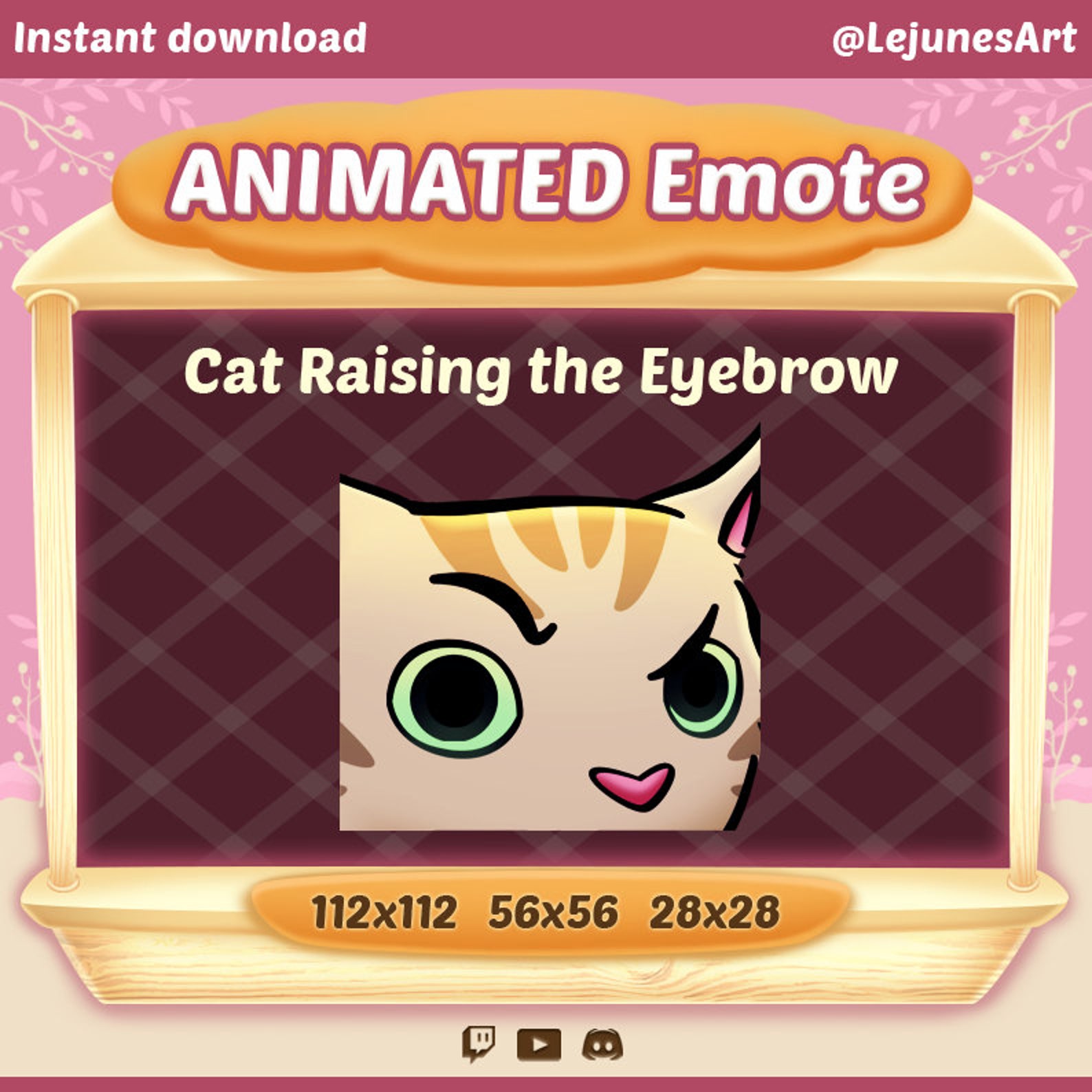 Cat Meme Emote: Raising Eyebrow for Twitch, Discord, Youtube (digital ...