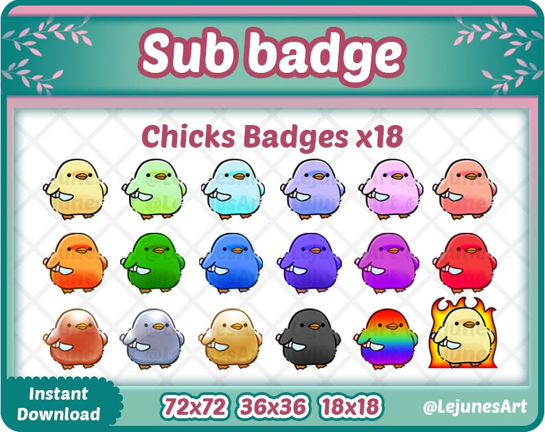 Chick Sub Badgege x18 / Sub Badges for Twitch discord and | Etsy