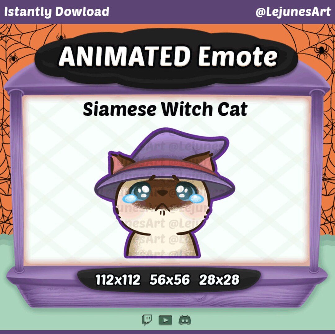 Siamese Witch Cat Animated Emote: Twitch, Youtube, Discord (digital ...