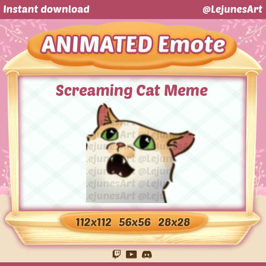 Animated Screaming Cat Meme Emote: Twitch, Discord, Youtube (digital ...
