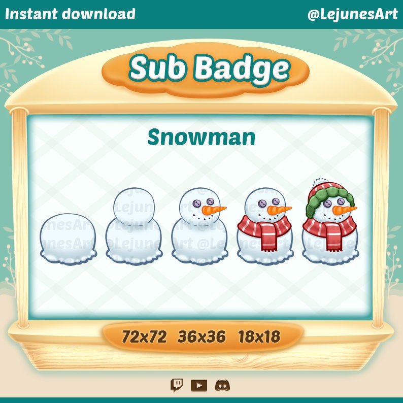 Sub Badges for Twitch, Discord and Youtube / Snowman Bit Badges ...