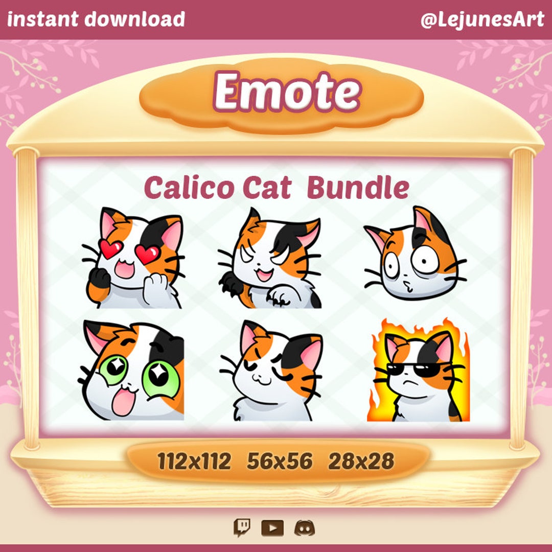 Twitch Emote Cat / Calico Cat Emote / Emoji / Emoticon / Calico Cat ...