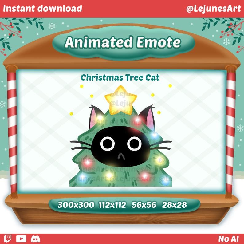 Cat Animated Emote for Twitch and Discord: Christmas Tree Emote ...