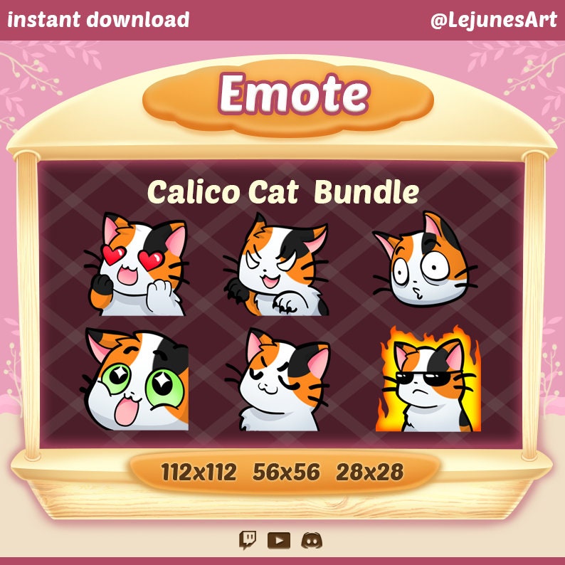 Twitch Emote Cat / Calico Cat Emote / Emoji / Emoticon / Calico Cat ...