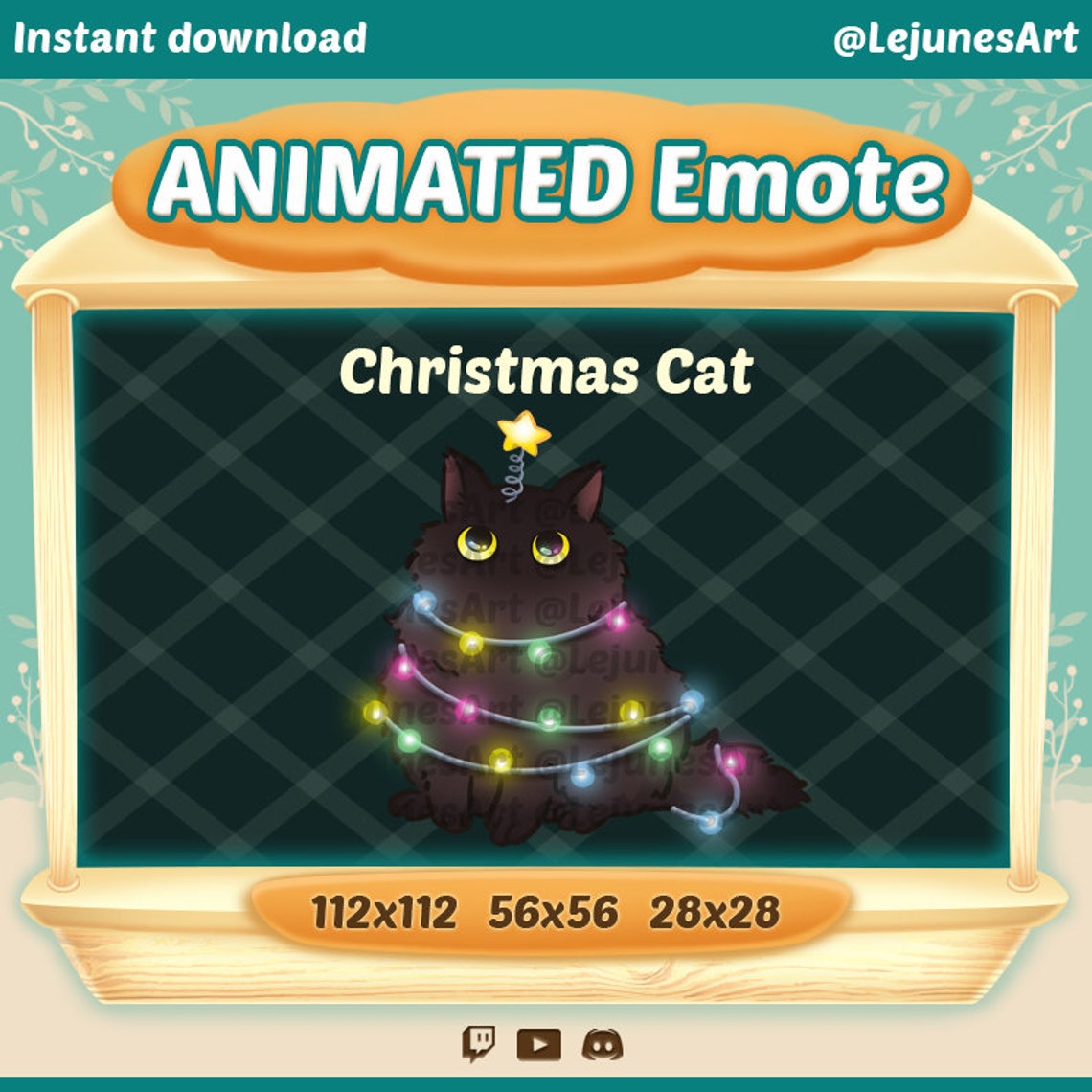 Animated Christmas Cat Emote: Twitch, Discord, Youtube (digital ...