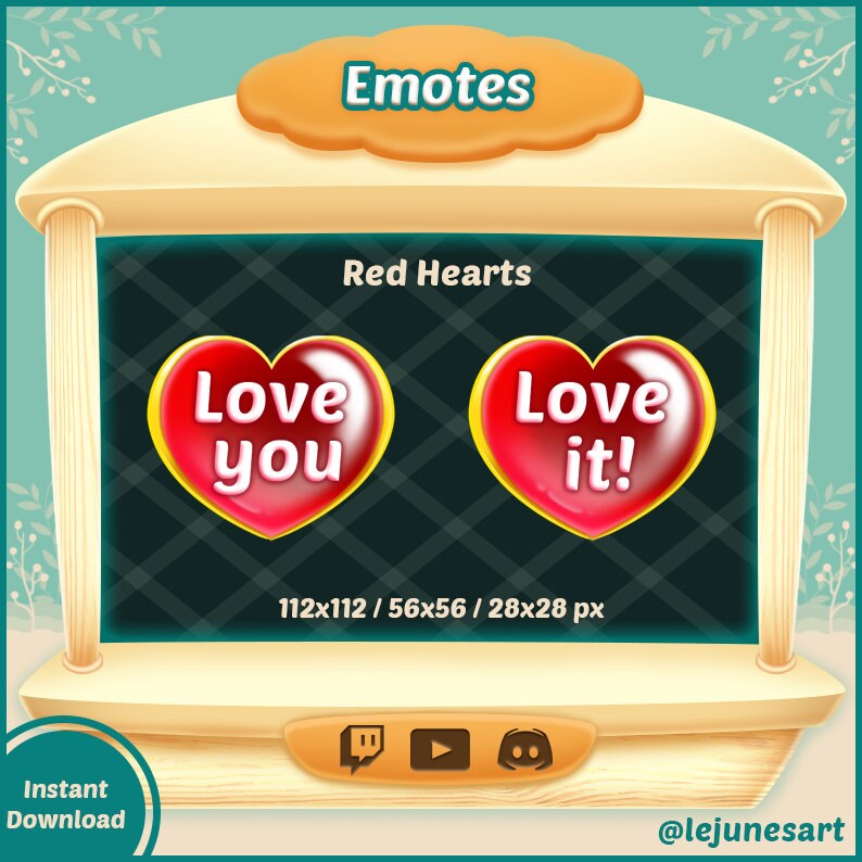 Heart Emotes Pack / Twitch Emote Heart / for Streamers / Cute Twitch ...