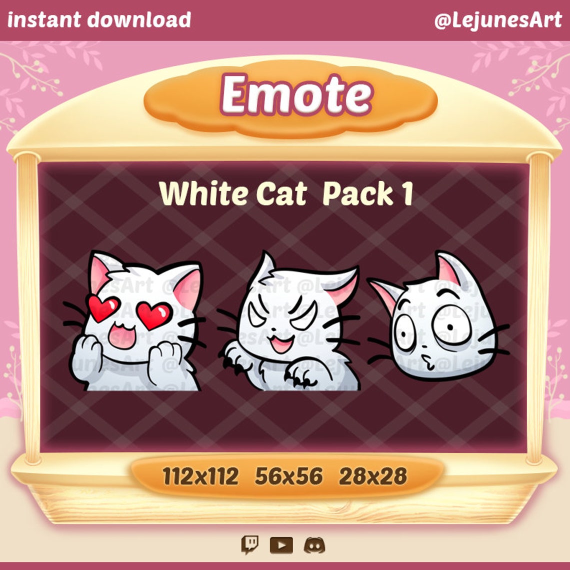 Twitch Emote Cat / White Cat Emote / Emoji / Emoticon / Cute | Etsy