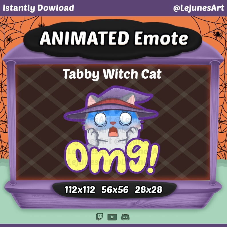 Animated Witch Cat Emote Halloween Twitch Emotes Youtube Emote Discord ...