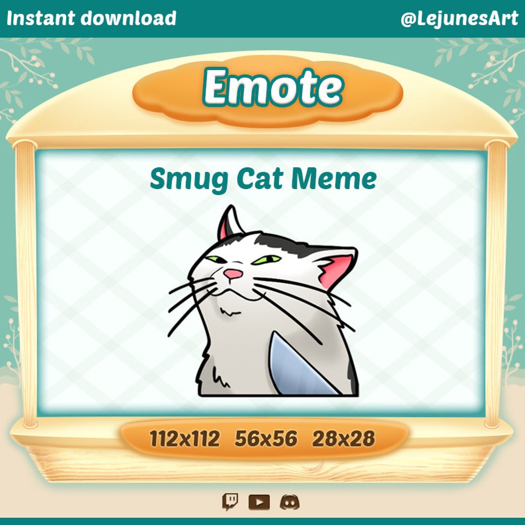 Smug Cat Meme Emote: PNG Emote for Discord, Youtube and Twitch (digital ...