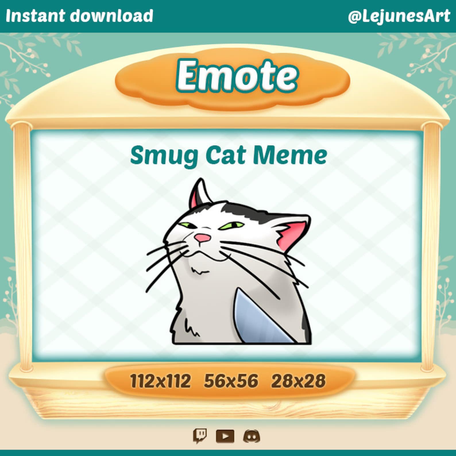 Smug Cat Meme Emote: PNG Emote for Discord, Youtube and Twitch (digital ...