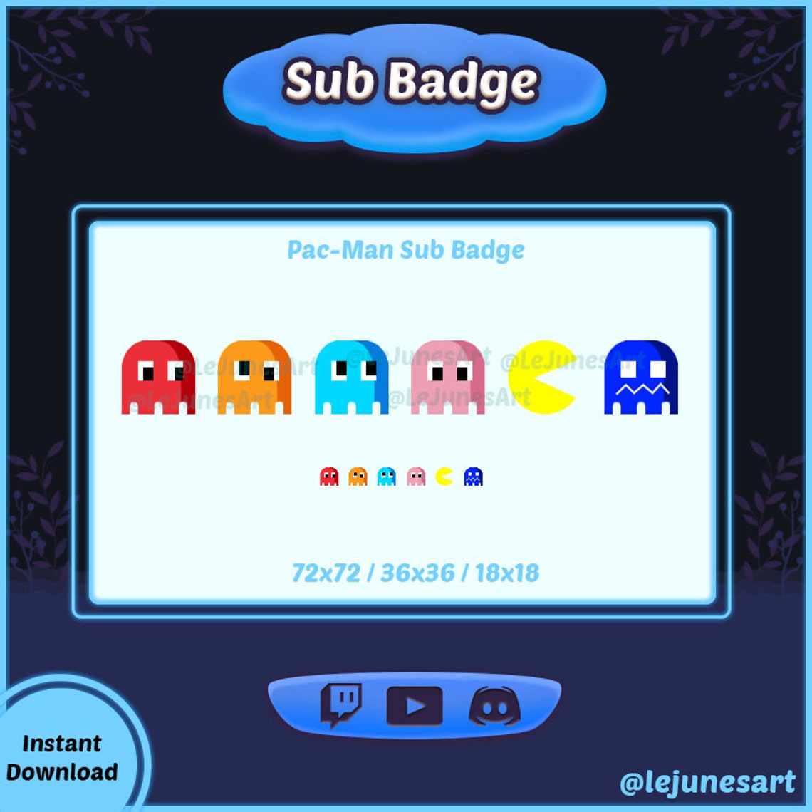 Pacman Sub Badge | Acade Twitch Badge | Pac-man | Ghost Sub Badge | Pac ...