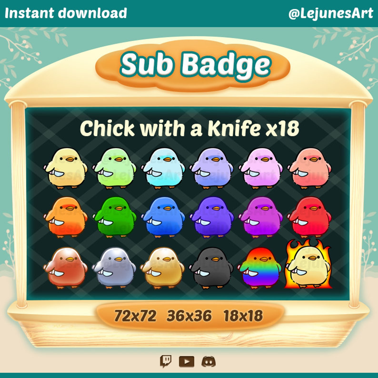 Chick Sub Badgege X18 / Sub Badges for Twitch Discord and | Etsy