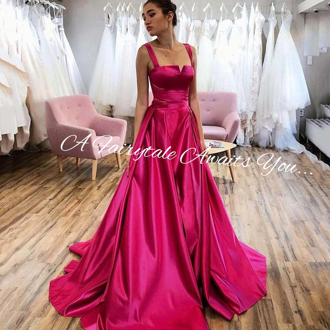 Fuschia Pink Satin Bridesmaid Dress Various Colours - Etsy