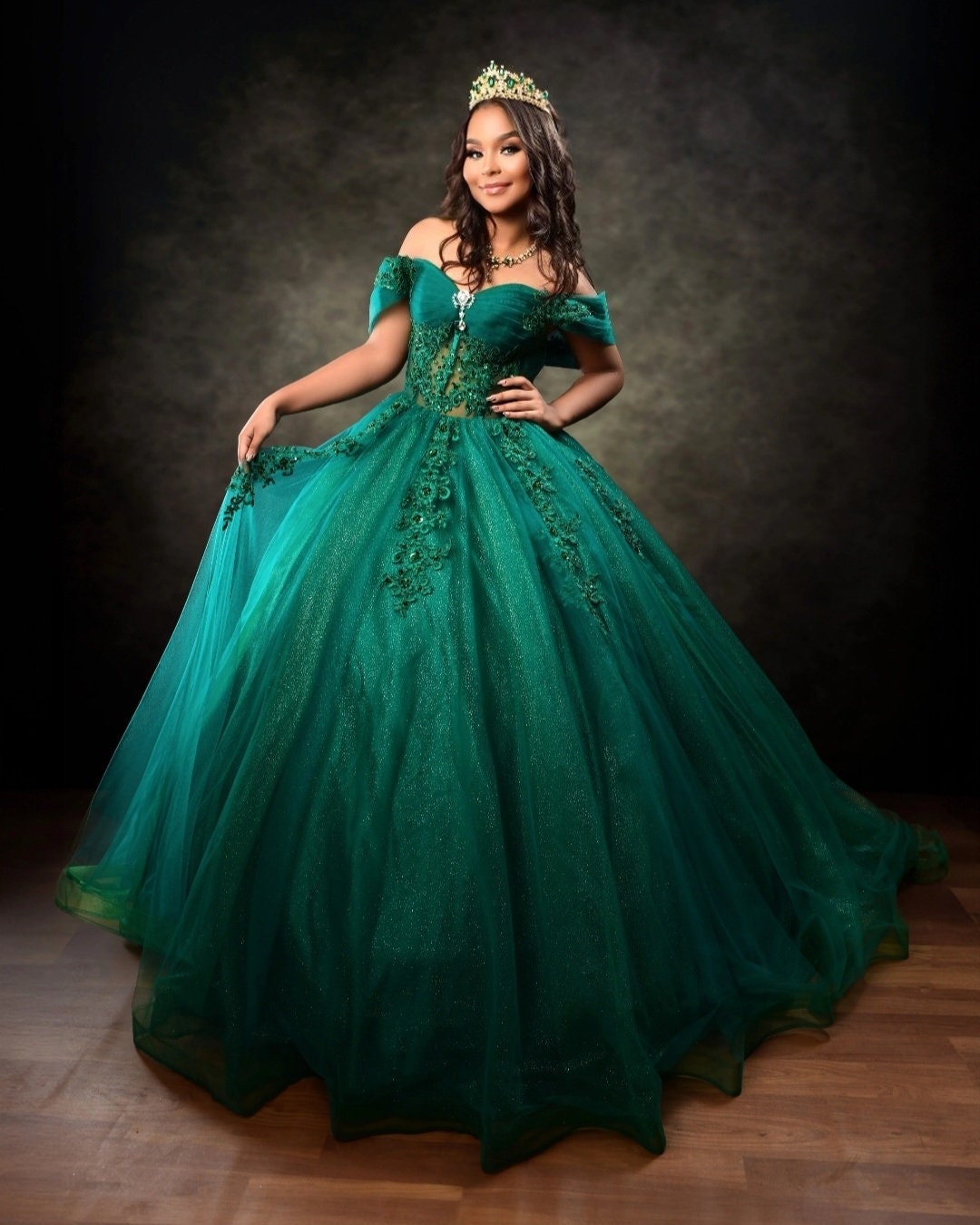 Princess Forest Green Ballgown Dress various Colours Quinceanera Dress ...