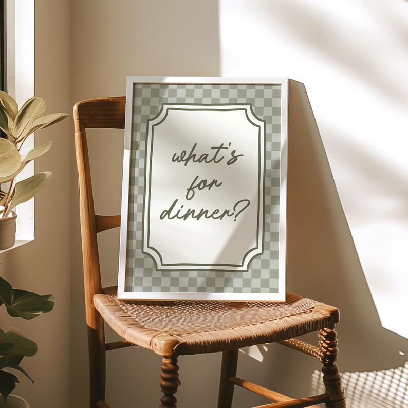 What's for Dinner Print | Checkerboard Food Kitchen Poster | Dining ...