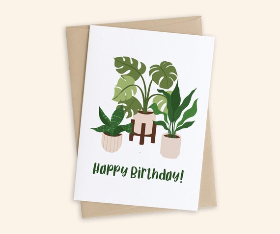 Happy Birthday Cute Plant Card Crazy Plant Lady Birthday - Etsy