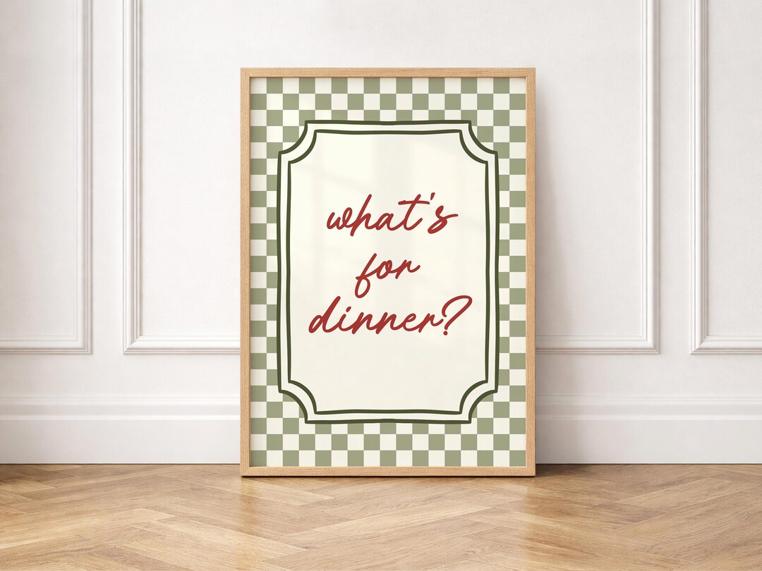 What's for Dinner Print | Checkerboard Food Kitchen Poster | Dining ...