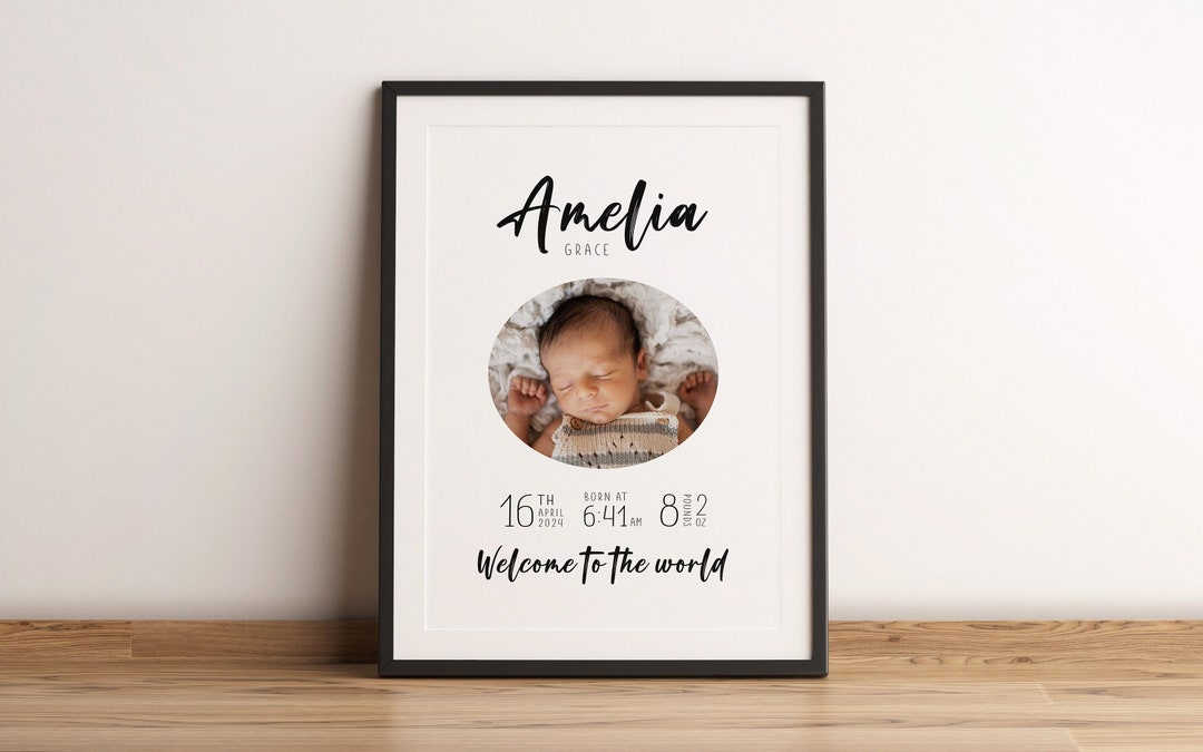 Personalised Baby Print | Newborn Birth Details Custom Photo Print ...
