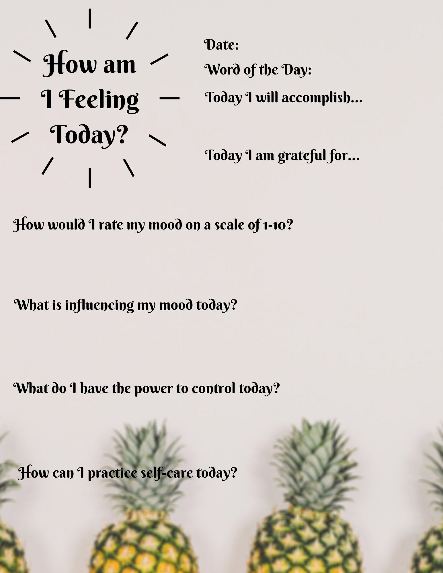 Downloadable Daily Mood Check In | Etsy