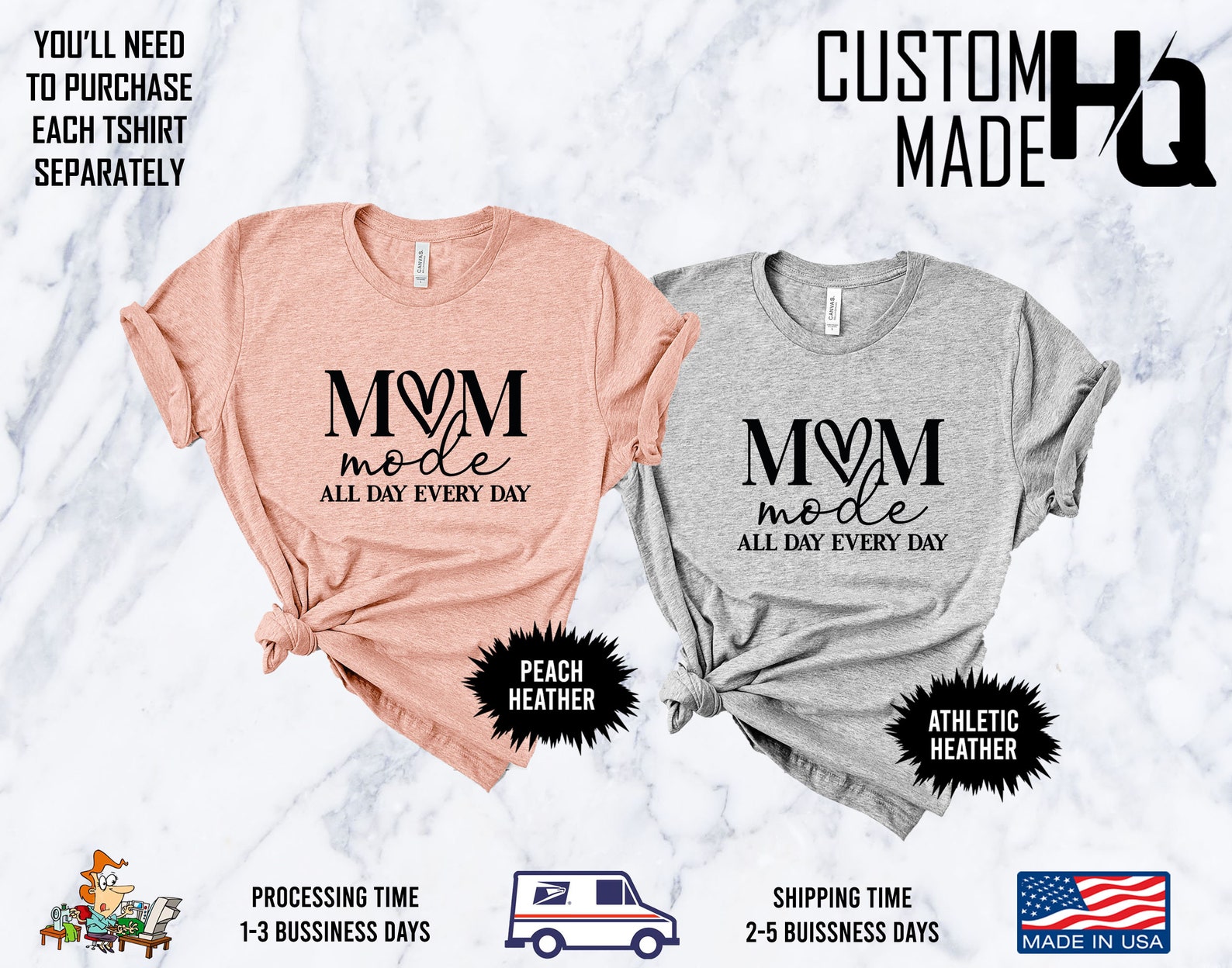 Mom Mode All Day Every Day T Shirt Mom Life Shirt Trendy Etsy