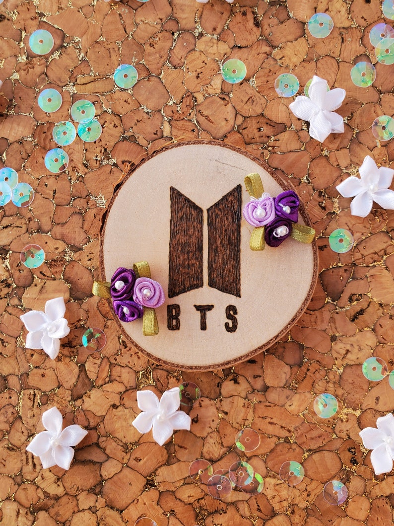 BTS Flower Logo Magnet/ BTS Army/ BTS Merch/ Wood Burn/ Pyrography/ - Etsy
