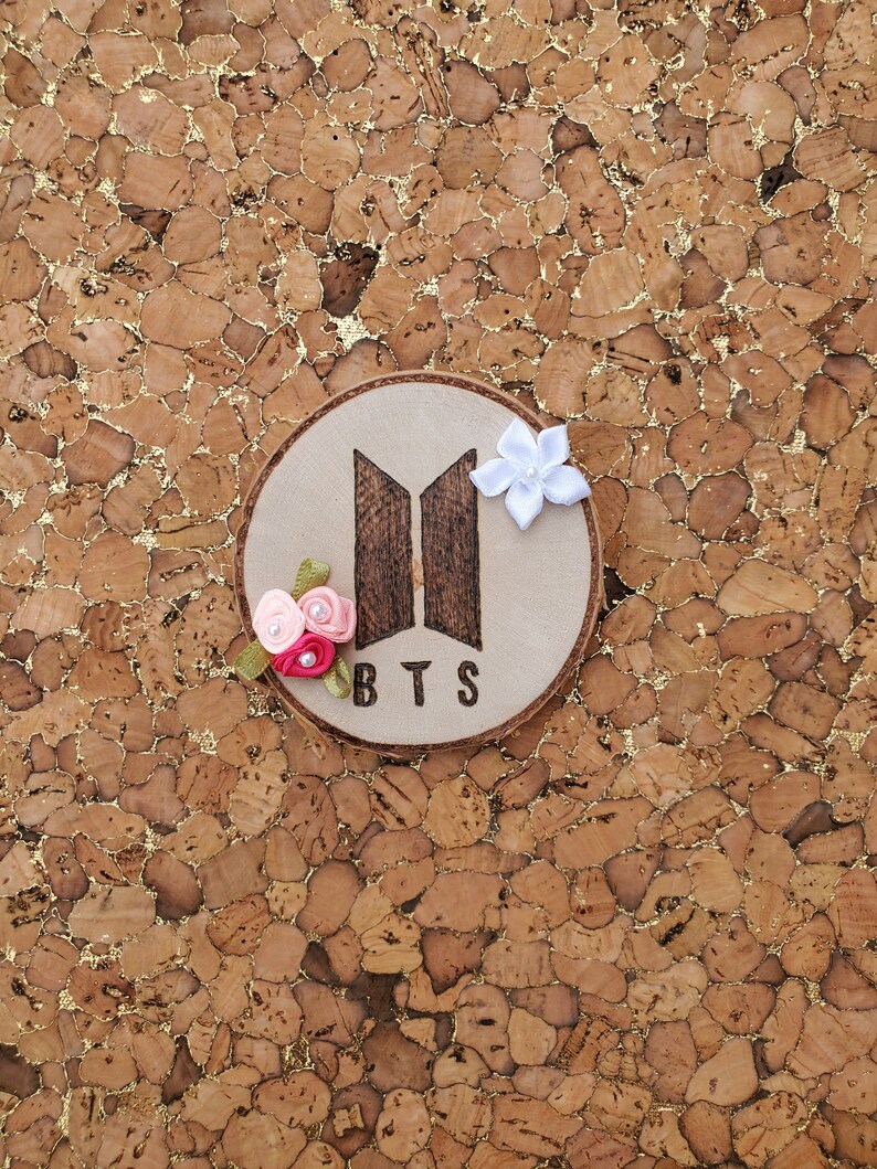 BTS Flower Logo Magnet/ BTS Army/ BTS Merch/ Wood Burn/ Pyrography/ - Etsy