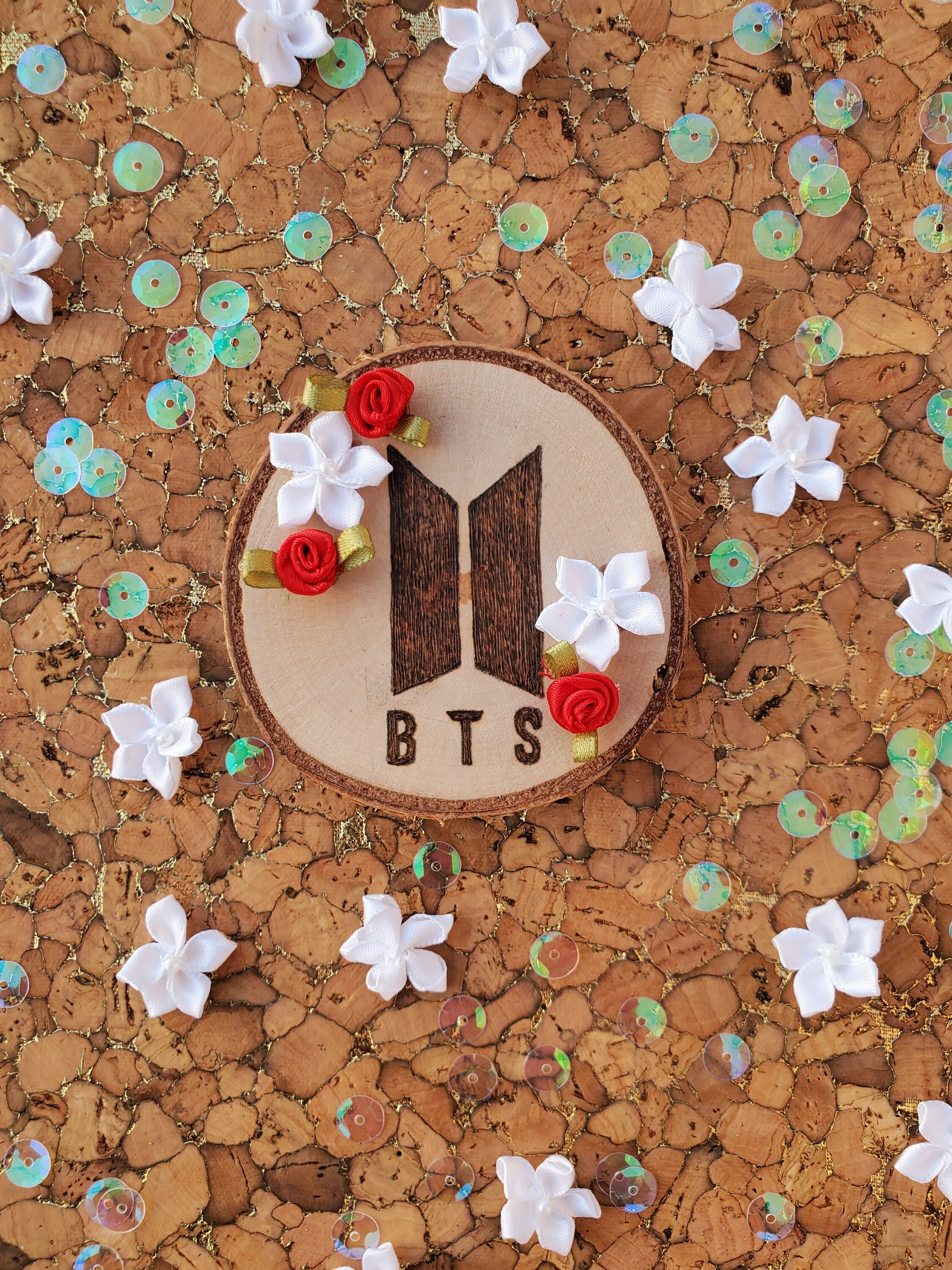 BTS Flower Logo Magnet/ BTS Army/ BTS Merch/ Wood Burn/ Pyrography/ - Etsy