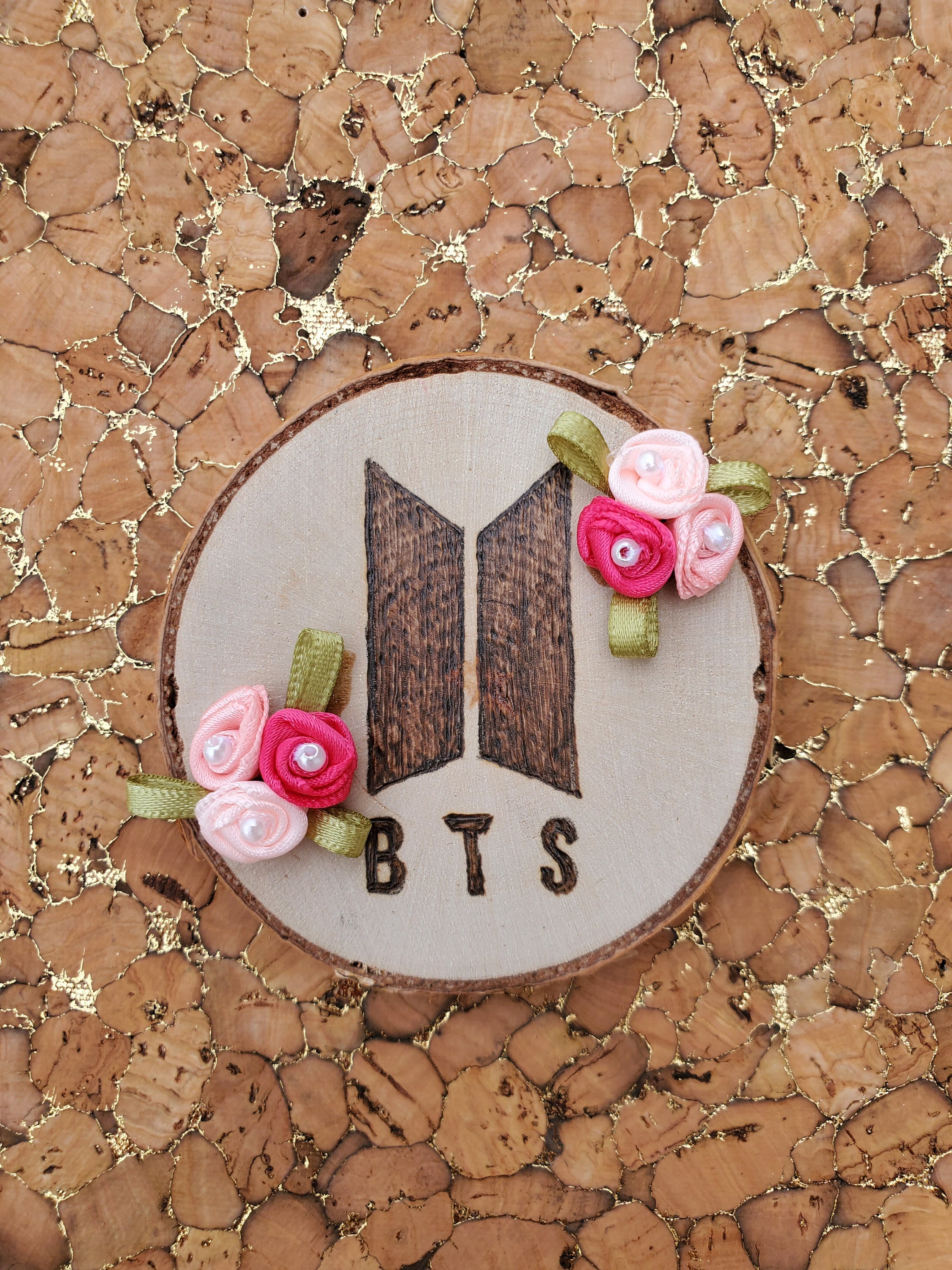 BTS Flower Logo Magnet/ BTS Army/ BTS Merch/ Wood Burn/ Pyrography/ - Etsy