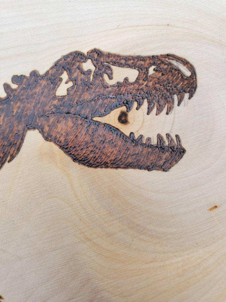 T-rex Wood Burn Art | Pyrography Dinosaur Wall Decor - Etsy