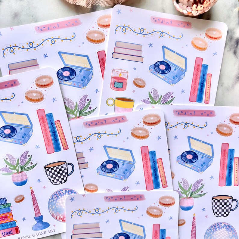 Reading Nook Aesthetic Sticker Sheet - Etsy