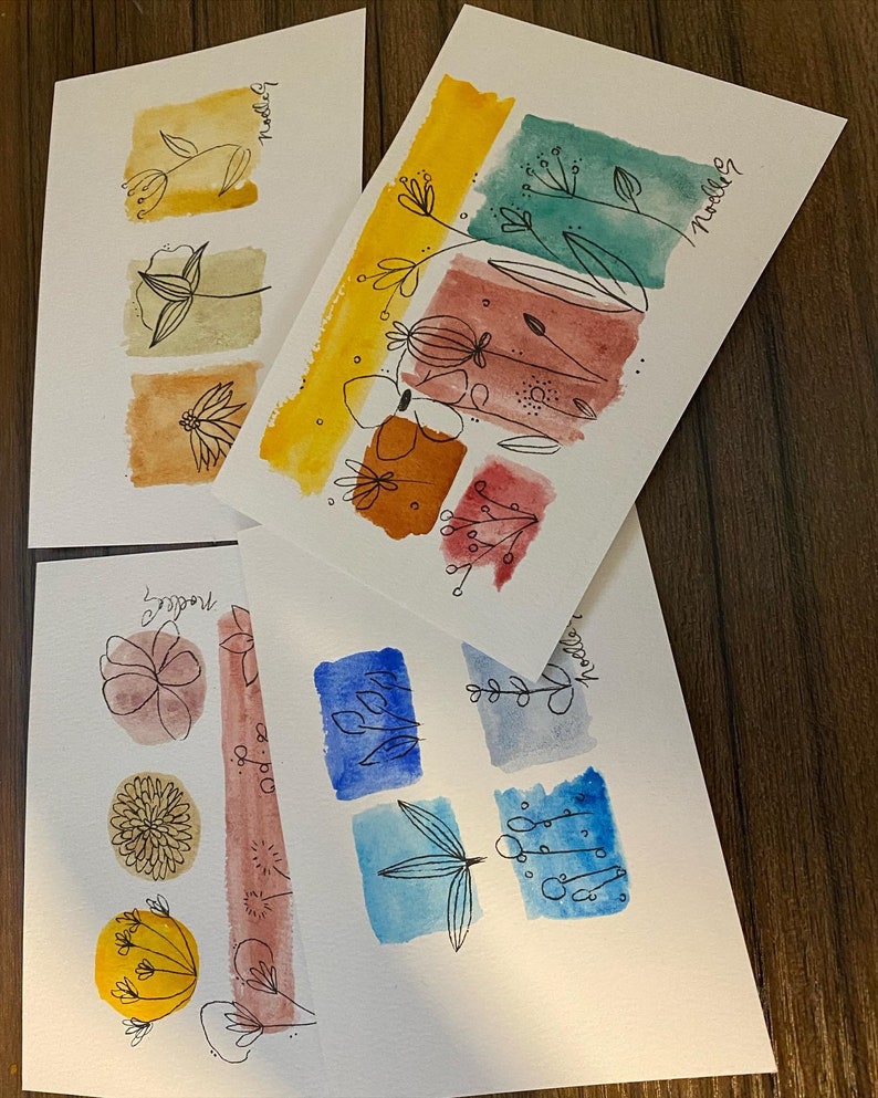Watercolor Flowers (4 Pack) - Etsy