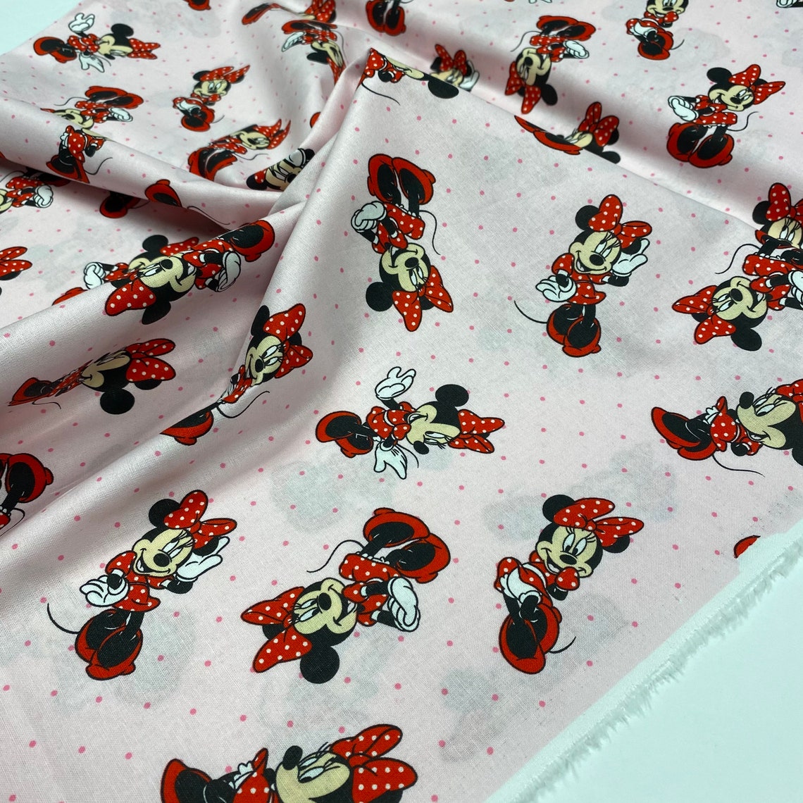 Pink Polka Dot Minnie Mouse Mouse Fabric. Disney Fabric | Etsy