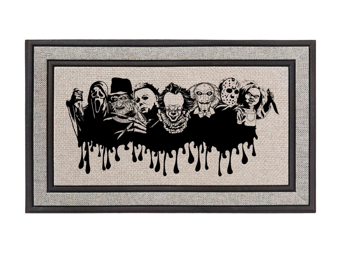 90s Horror Movies Characters Doormat | Scary Halloween Movie Home Decor ...