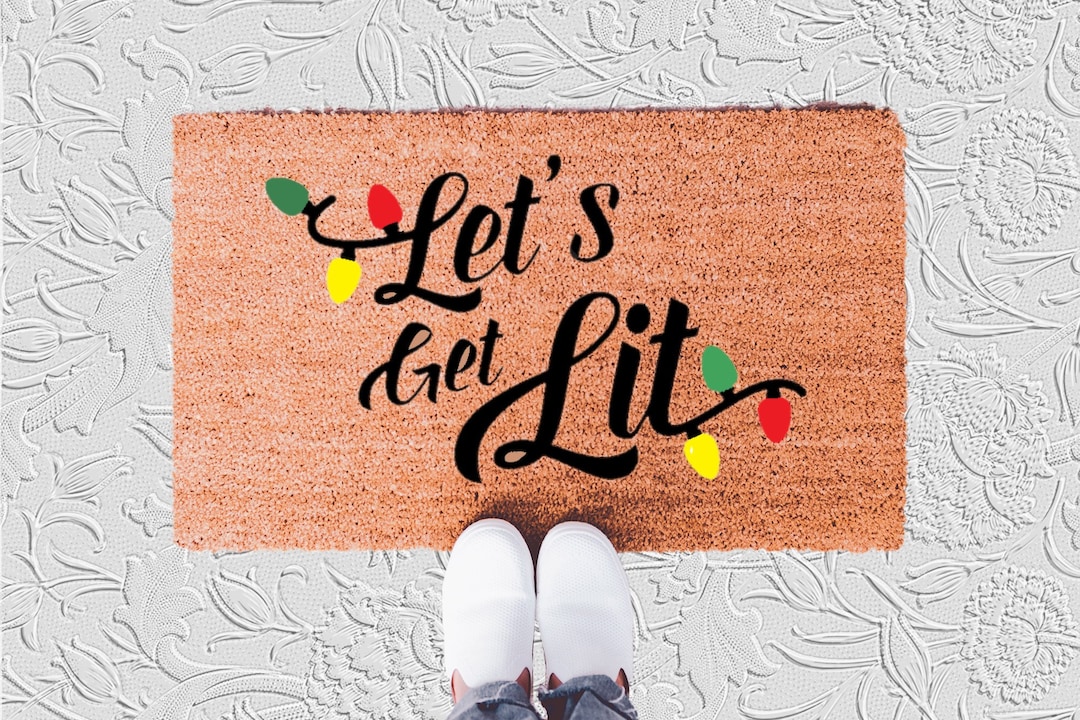 Let's Get Lit Christmas Lights Doormat - Etsy