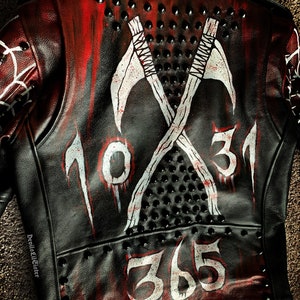 ETERNAL OCTOBER | Punk Horror Halloween Studded Spiked Painted Jacket ...
