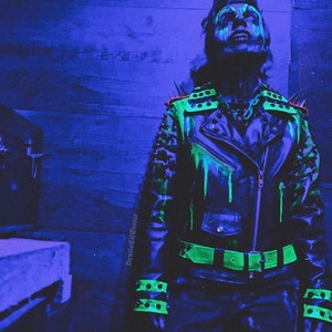 ETERNAL OCTOBER | Punk Horror Halloween Studded Spiked Painted Jacket ...