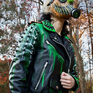 ETERNAL OCTOBER Punk Horror Halloween Studded Spiked Painted Jacket ...