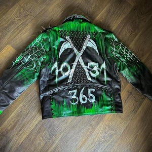 ETERNAL OCTOBER | Punk Horror Halloween Studded Spiked Painted Jacket ...