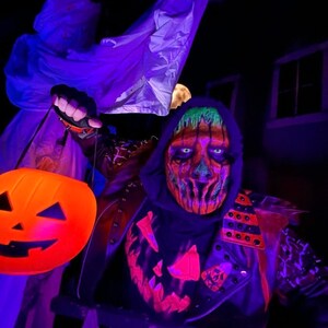 ETERNAL OCTOBER | Punk Horror Halloween Studded Spiked Painted Jacket ...