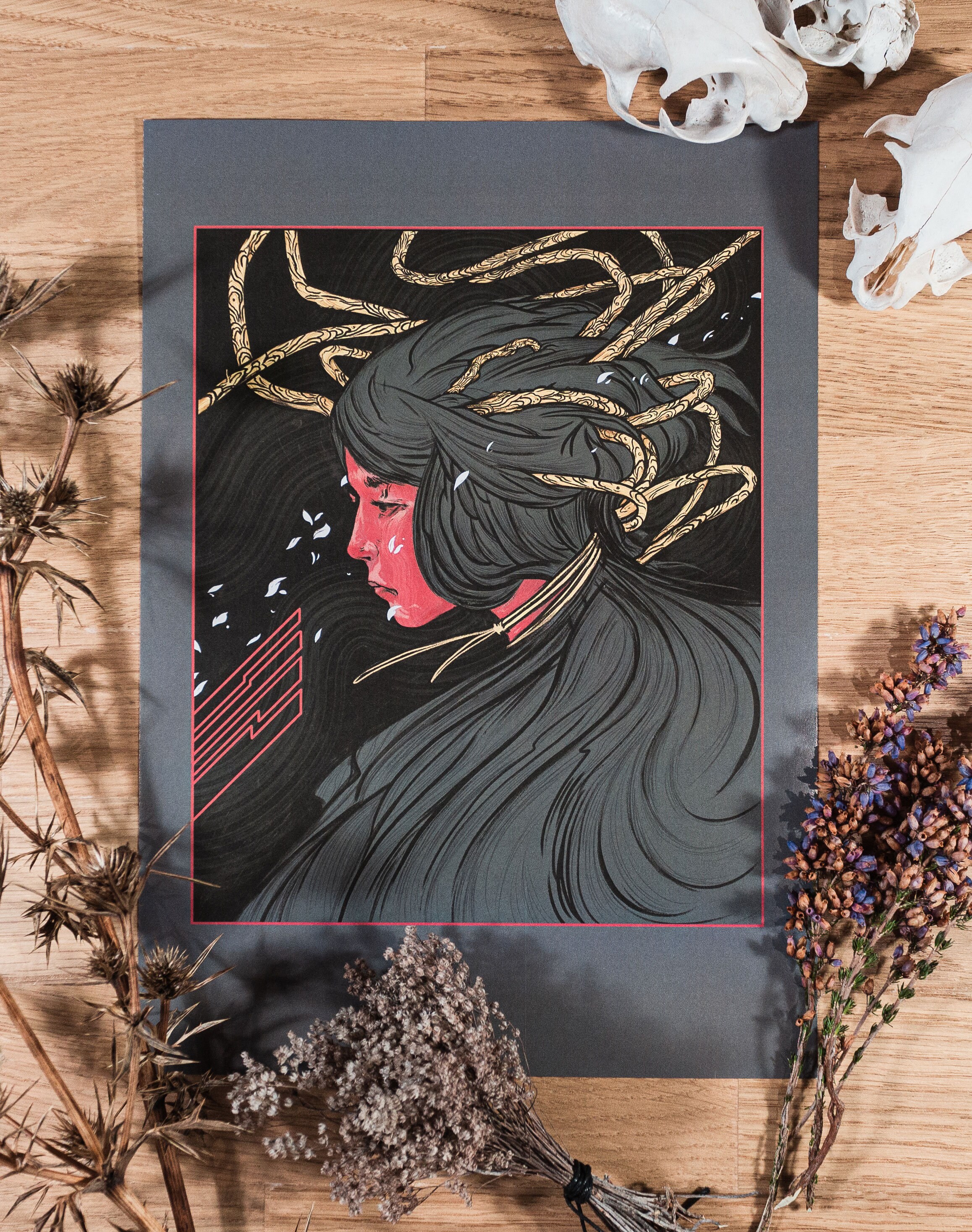 NADIA Art Print. Wall Art, Illustration. Decoración. Girl With Red Face ...