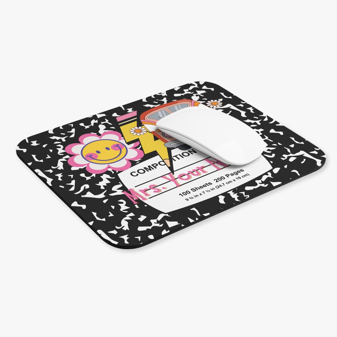 Personalized Teacher Desk Groovy Mouse Pad,composition Notebook Mouse ...