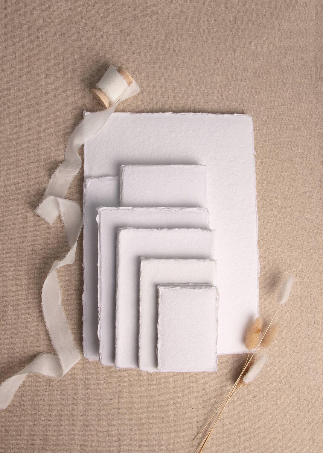 Handmade Paper in White Deckle Edge Paper Sheet Rag Cotton Paper ...