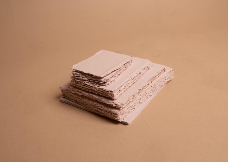 Handmade Paper in Blush Pink | Deckle Edge Paper Sheet | Rag Cotton ...